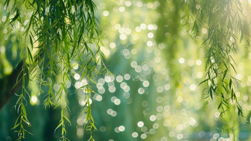 A Gentle Breeze Rustling through the Branches of a Weeping Willow Tree ...