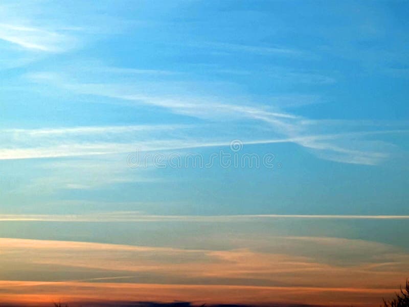 Gentle Cloud Lines in a Sunset Sky Evening Stock Image - Image of ...