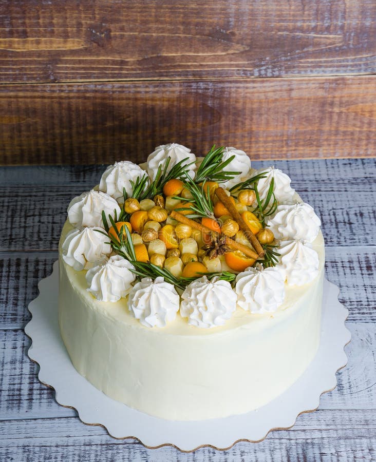 Gentle Cream Cheese Cake with Anise and Kumquat Stock Image - Image of ...