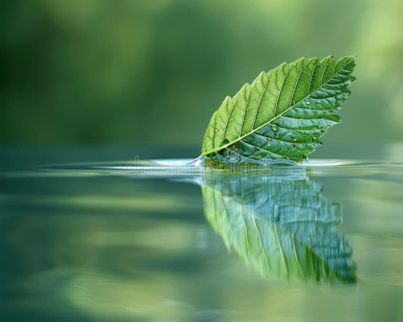 The Gentle Curve of a Leaf on Water, Elegant Lines and Soft Light, a ...