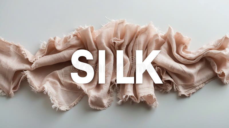 Soft Frayed Silk Fabric Displayed Prominently on a Plain Backdrop Stock ...