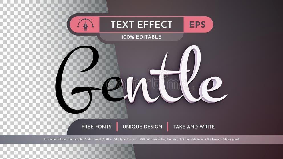 Gentle - Editable Text Effect, Font Style Stock Vector - Illustration ...