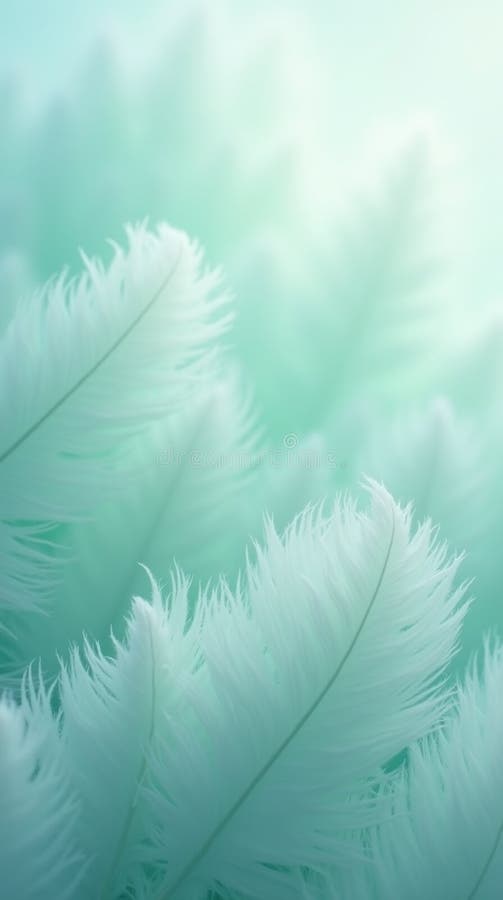 Gentle Feathers, Pristine White, Softly Blurred, Against a Tranquil ...