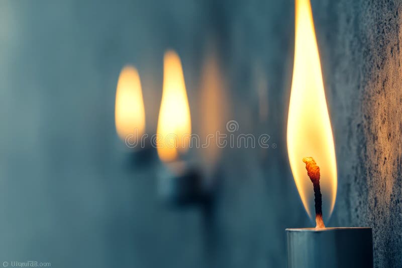 A Gentle Flickering Candle Flame Illuminates the Quiet Space, Casting ...