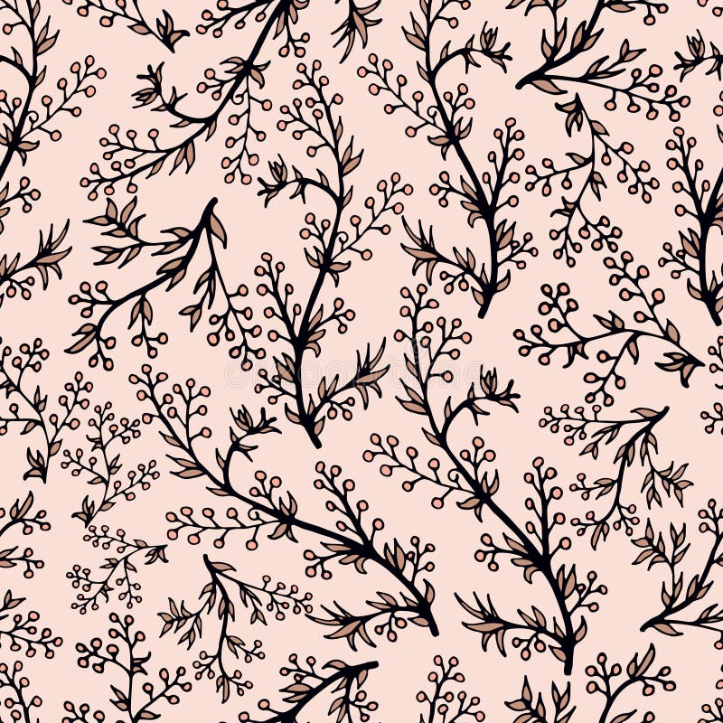 Gentle Flower Seamless Pattern with Plants. Stock Vector - Illustration ...