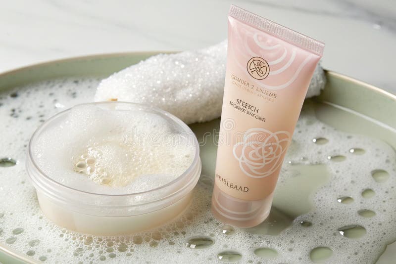 Gentle Foaming Facial Wash in Frosted Container Stock Illustration ...