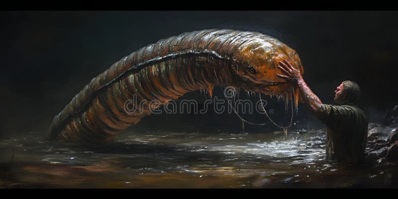 Gentle Giant: a Man and a Water Creature Stock Illustration ...