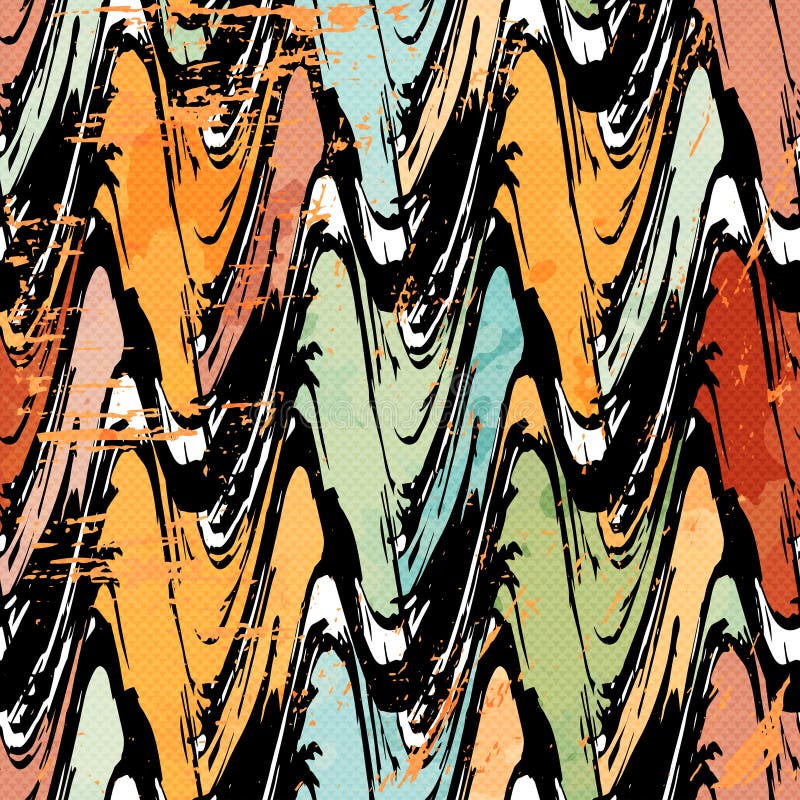 Gentle Graffiti Seamless Pattern in Retro Style Grunge Texture Stock ...