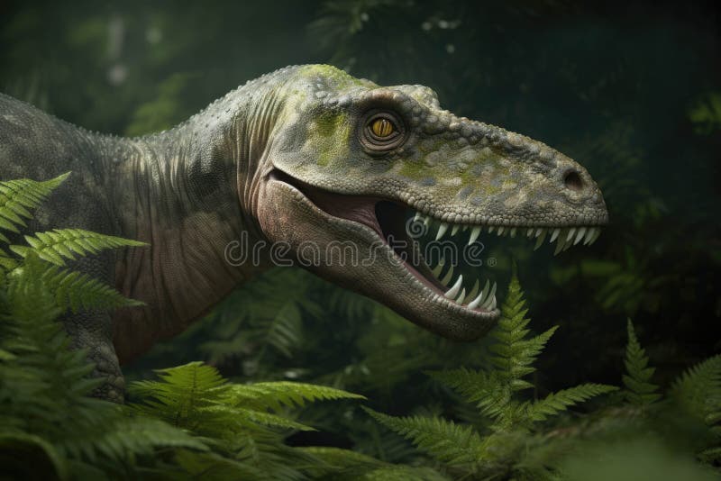 A Gentle Hadrosaurus Munching on Vegetation with Its Beaklike Jaws ...