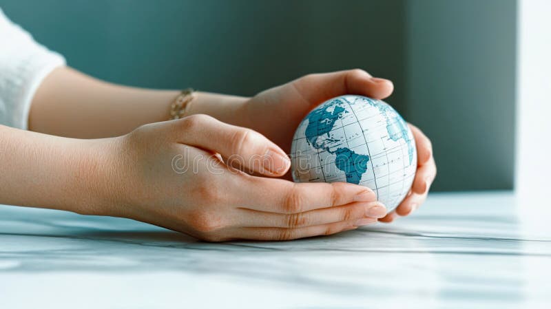 Gentle Hands Embrace a Small Globe Symbolizing Care for Our Planet and ...
