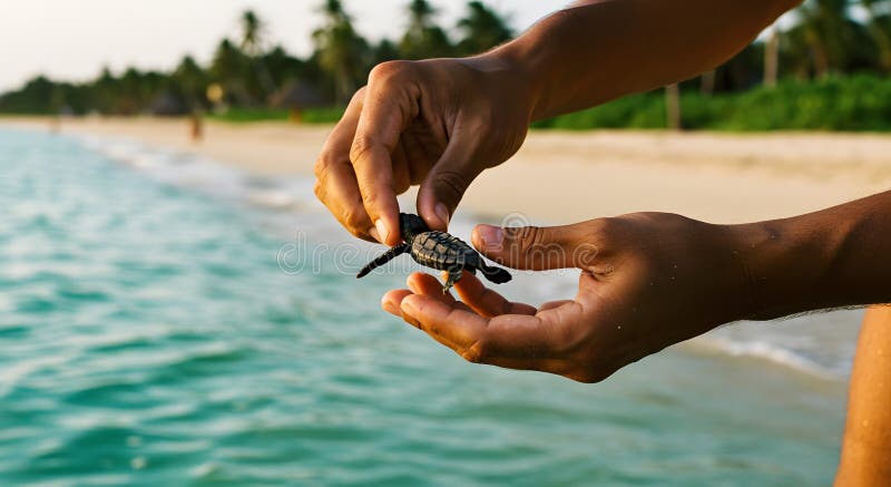 Gentle Hands, Tiny Turtle stock photo. Image of adorable - 370916970
