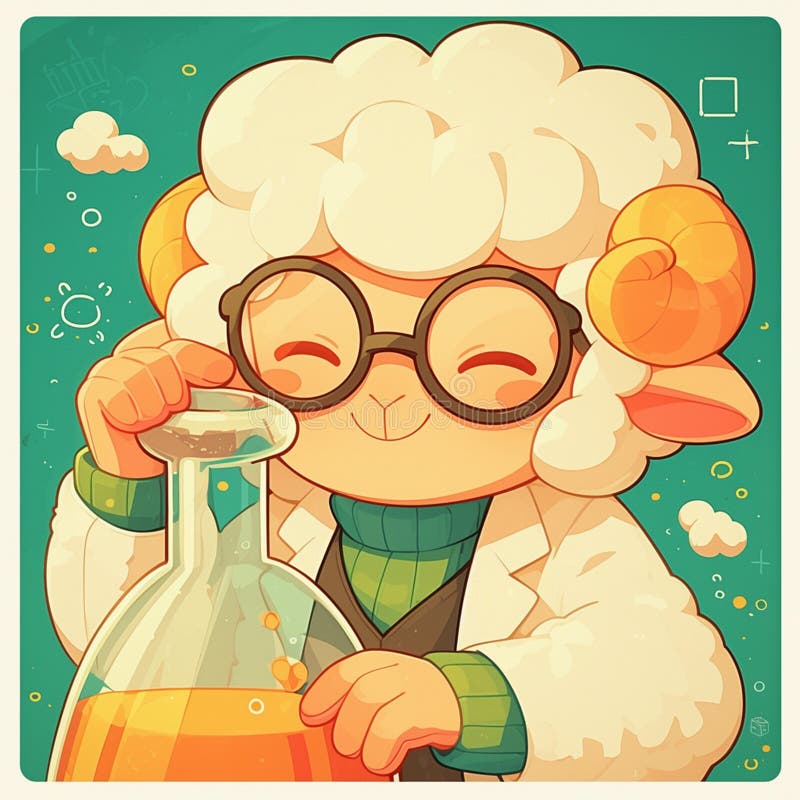 A Gentle Lamb Scientist Cartoon Style Stock Vector - Illustration of ...