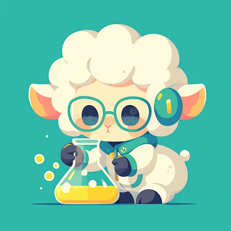 A Gentle Lamb Scientist Cartoon Style Stock Vector - Illustration of ...