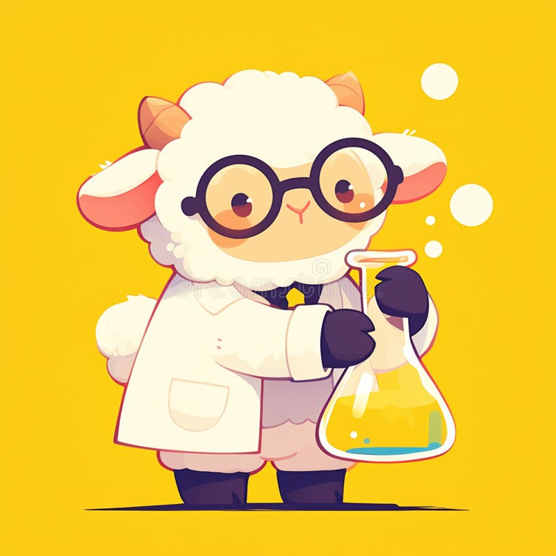 A Gentle Lamb Scientist Cartoon Style Stock Vector - Illustration of ...
