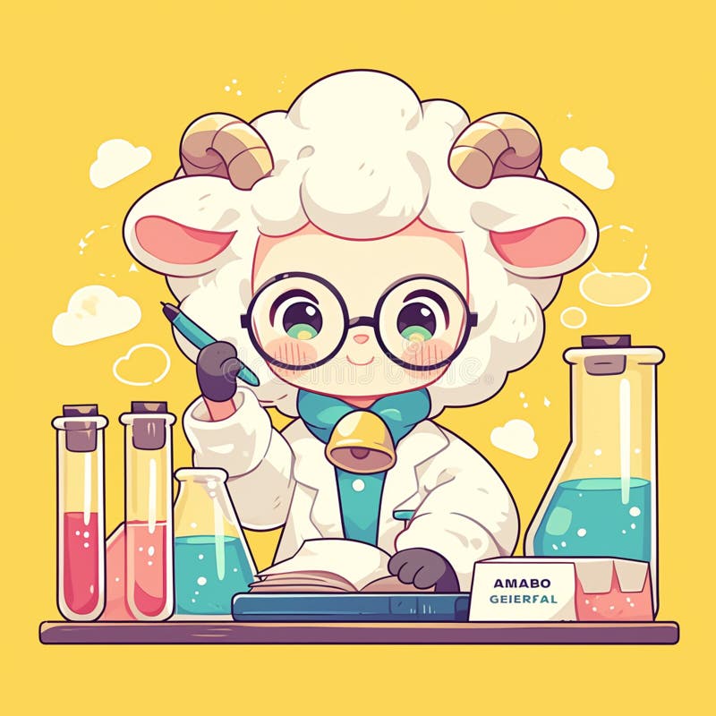 A Gentle Lamb Scientist Cartoon Style Stock Vector - Illustration of ...