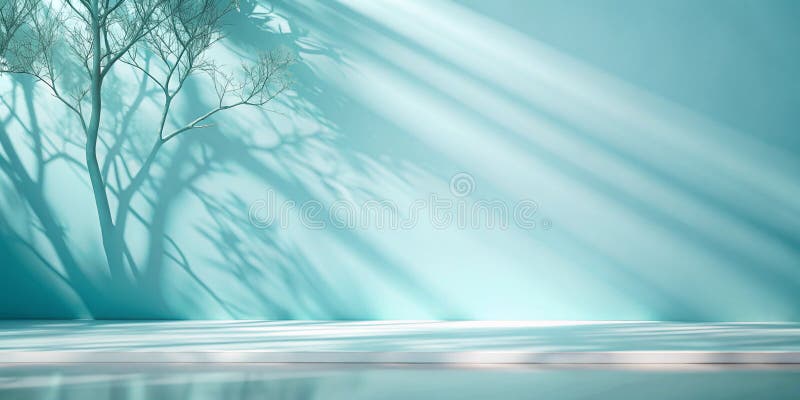 Gentle Light Blue Background with Tree Branch Shadows Stock ...