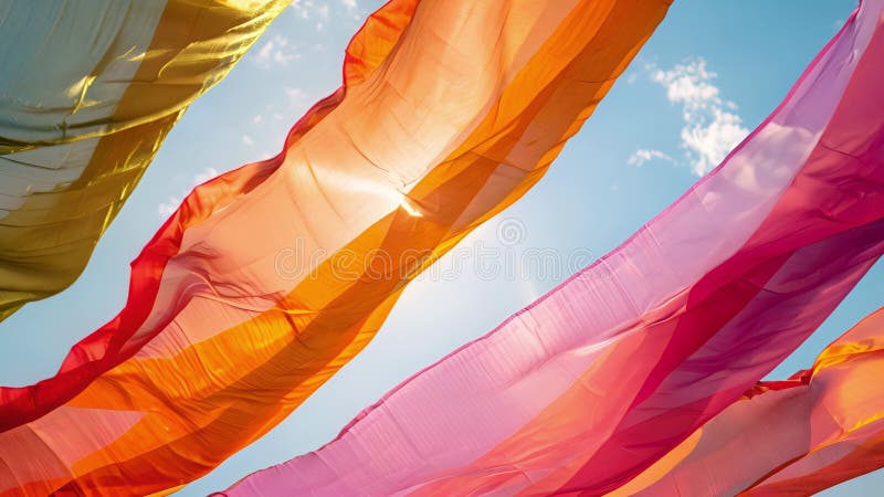 The Gentle Movement of Fabric Streamers As they Catch the Light in the ...