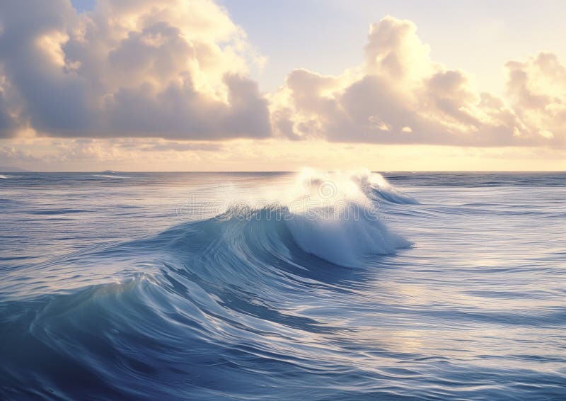 Gentle Ocean Waves Lap at the Shore Under a Serene Twilight Sky. Stock ...