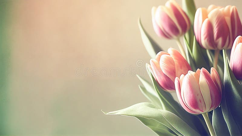 Gentle Pastel Banner with Tulips, AI Generated Stock Image - Image of ...