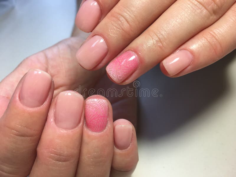 Gentle Pink Manicure with Gradient Stock Image - Image of nail, fashion ...