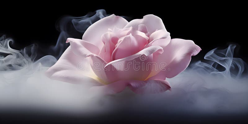 Gentle Pink Rose with Smock Around, on Dark Background, AI Generated ...