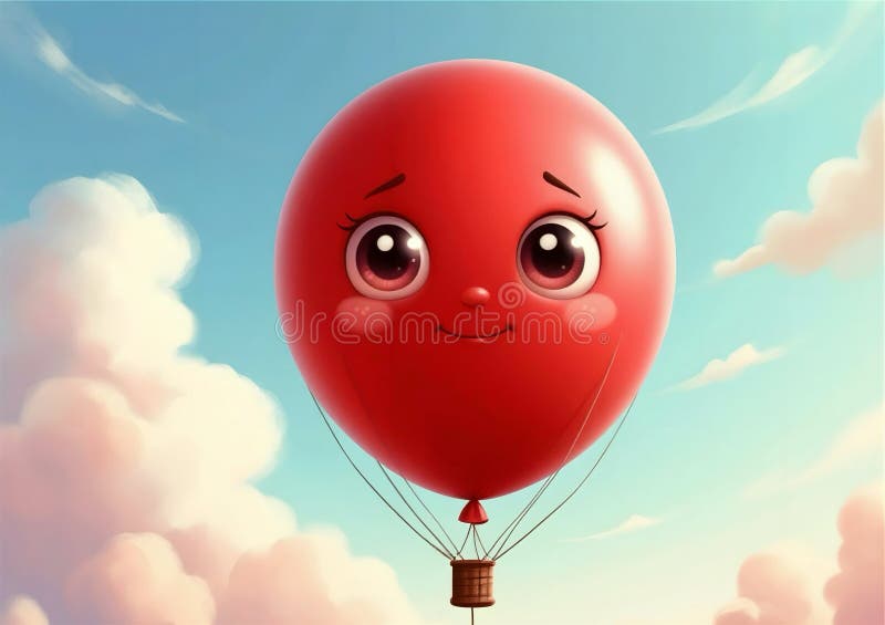 Gentle Red Balloon Alone in Sky Stock Illustration - Illustration of ...