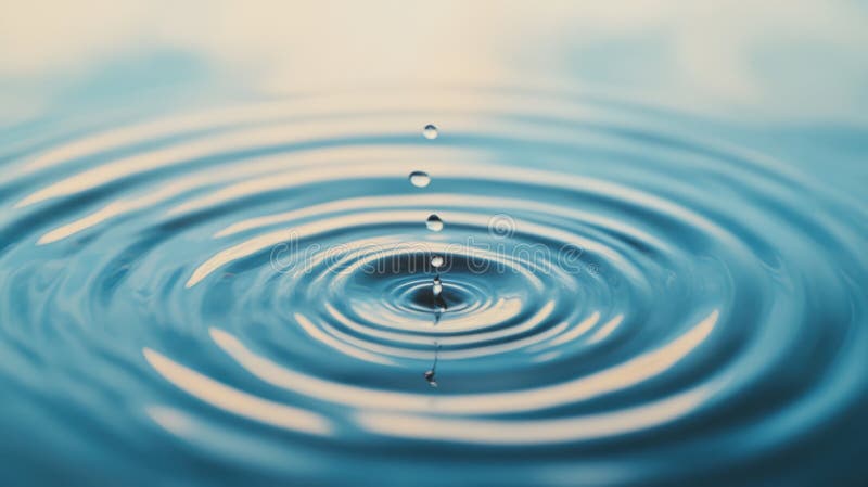 Gentle Ripples Form As Water Droplets Fall, Creating Serene Atmosphere ...