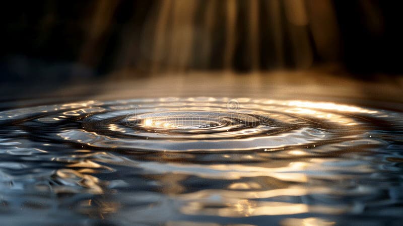 Gentle Ripples Interact with Golden Rays Over Serene Water at Twilight ...