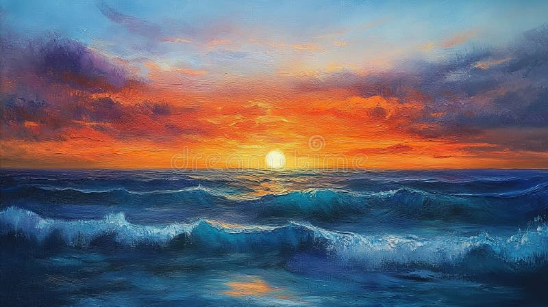 Gentle Ripples Ocean Surface Vibrant Sunset Background Stock Photos ...
