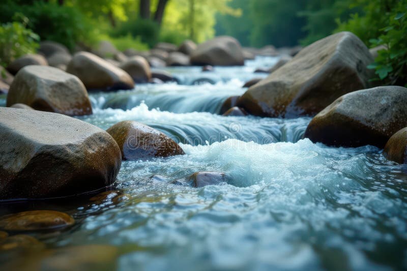 Gentle River Waves Flowing Over Smooth Stones, Environment, River Stock ...