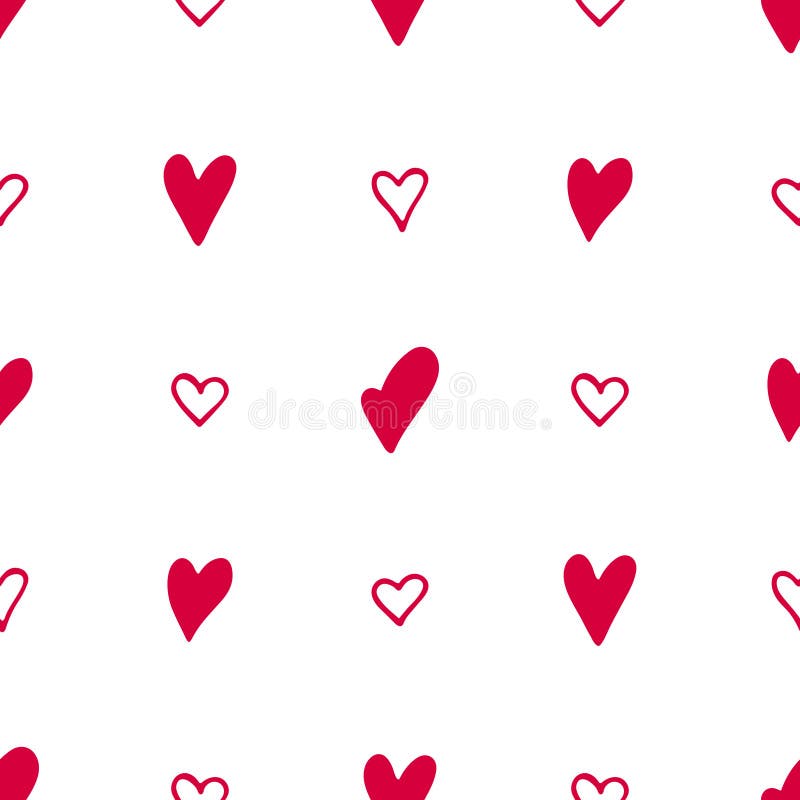 Gentle Seamless Pattern with Hand-drawn Red Hearts Stock Vector ...