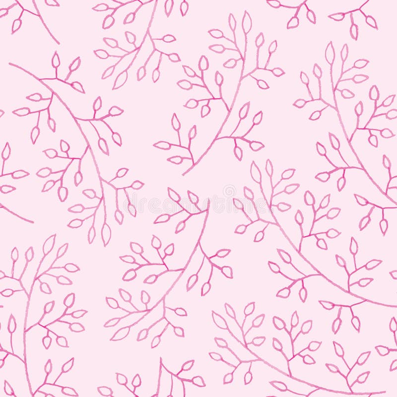 Gentle Seamless Pattern of Pink Leaves and Branch Stock Vector ...