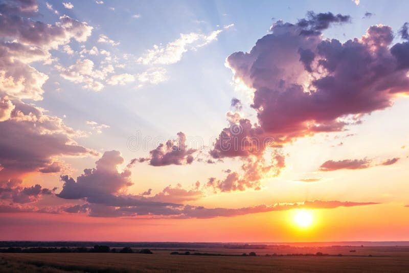 Gentle Sky at Sunset or Sunrise with Clouds Stock Illustration ...