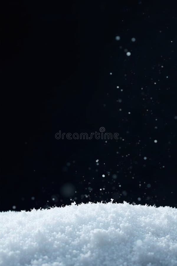 Gentle Snowfall in Isolation Against Black Backdrop, Frosty, Serene ...