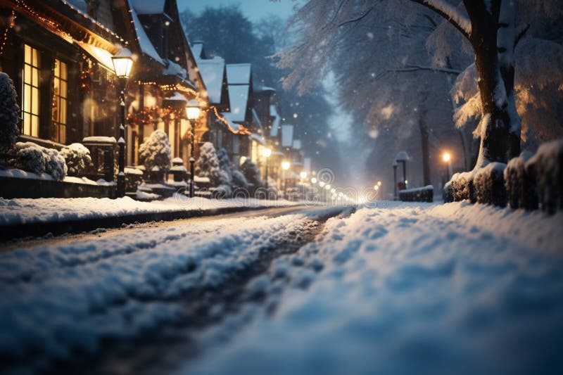 Gentle Snowfall Transforms the Street into a Serene Winter Wonderland ...