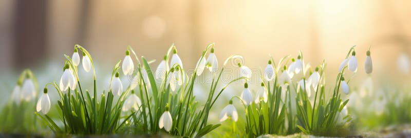 A Gentle Spring Banner, the First Snowdrops Bloomed among the First ...