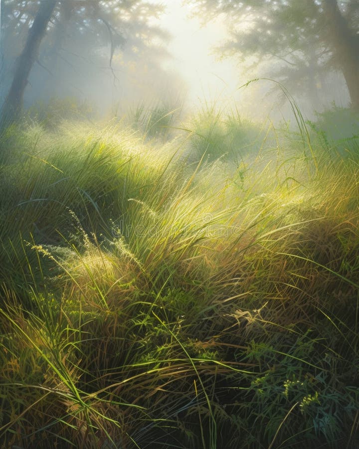 The Gentle Sway of Spring Grass Caressed by a Gentle Morning Breeze ...