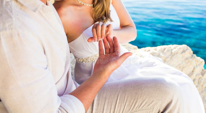 Gentle Touch of Hands Couple in Love Stock Image - Image of closeup ...