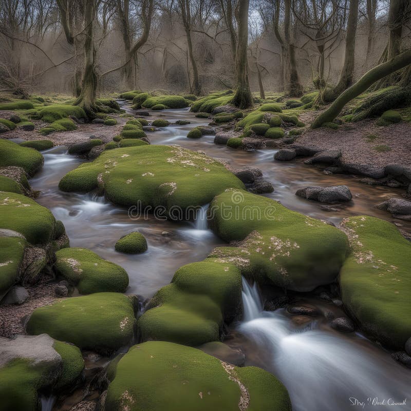 The Gentle Trickle of a Meandering Brook Stock Illustration ...