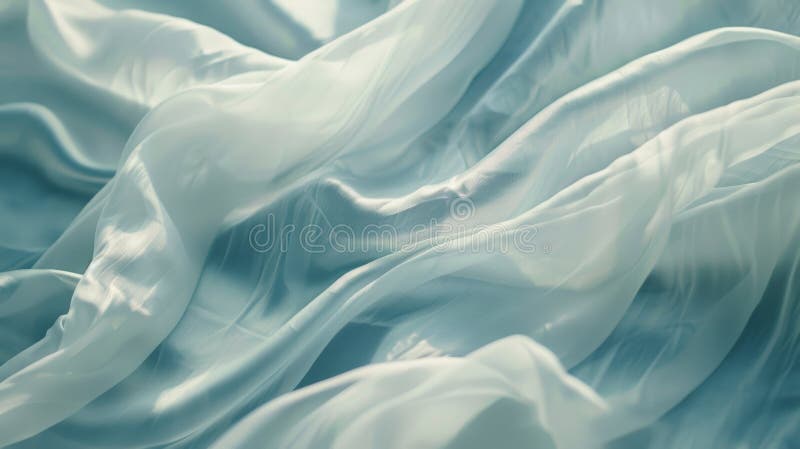 Gentle Turquoise Silk Fabric in Soft Light, Peaceful Drapery Movement ...