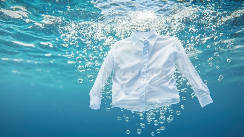 Gentle Underwater View of a Floating Shirt Stock Image - Image of ...