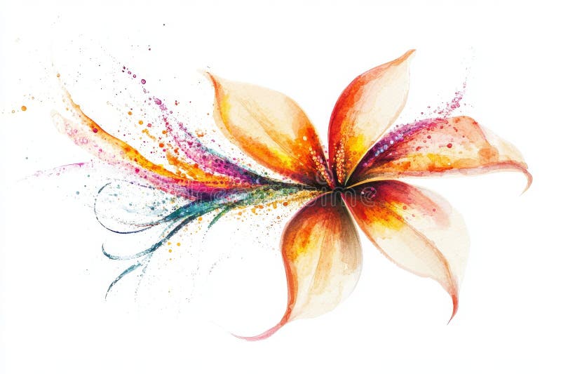 A Gentle Watercolor Image of a Flower with a Pure White Background ...