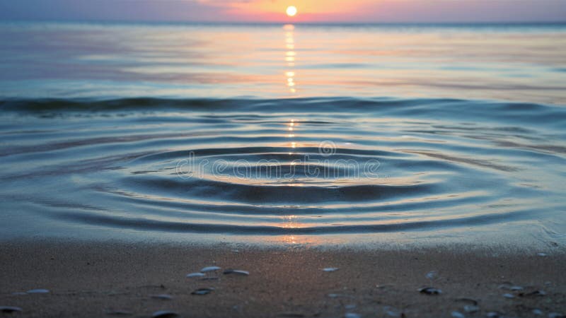 Ripples on Sandy Beach at Sunset Stock Illustration - Illustration of ...