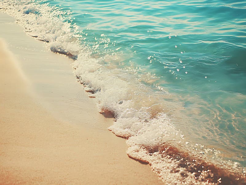 Gentle Waves Lapping on a Sandy Beach Stock Illustration - Illustration of wave, clear: 370780749