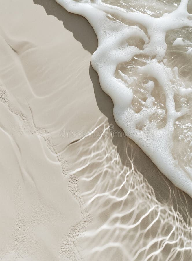 Gentle Waves Lapping Sandy Shoreline Intricate Water Patterns Soft Foam ...