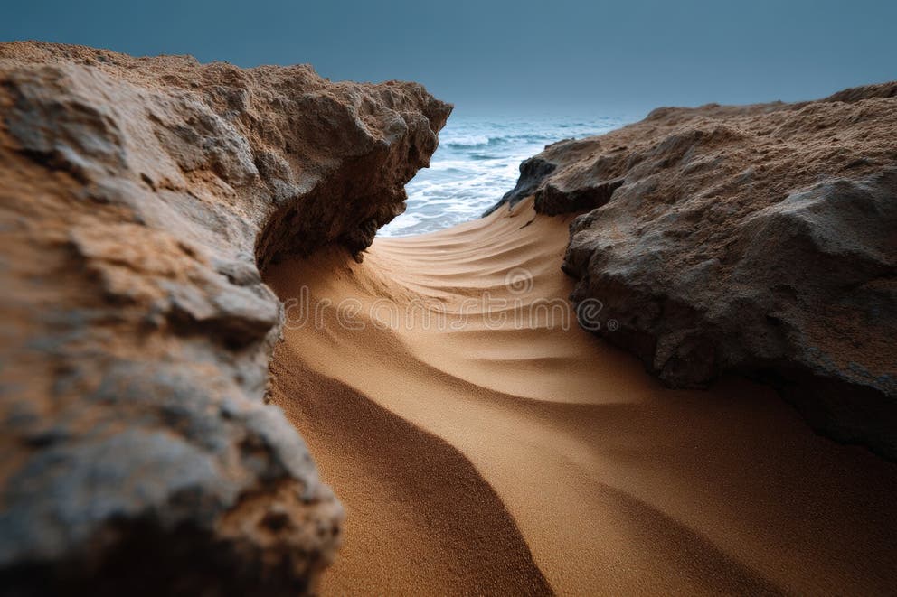 Waves of Sand Creating Patterns in a Rocky Coastal Inlet during ...