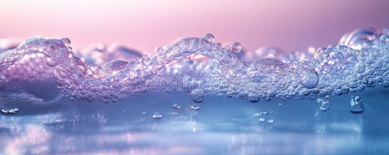 Crystal Clear Water with Gentle Waves and Sparkling Bubbles Forming a ...