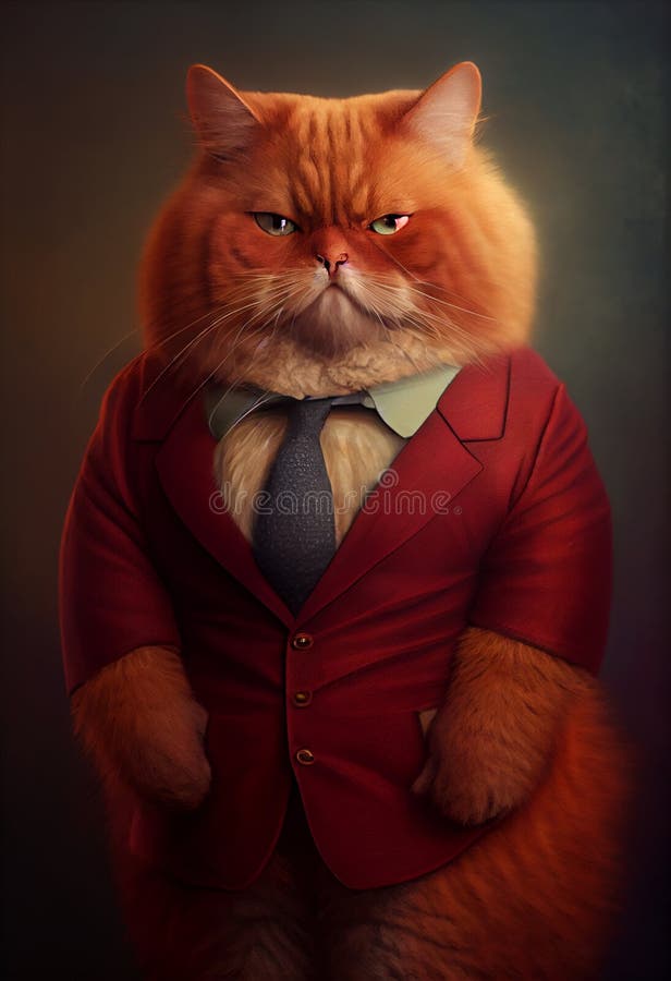 Gentleman Cat in Black Suit. AI Generated Stock Illustration ...