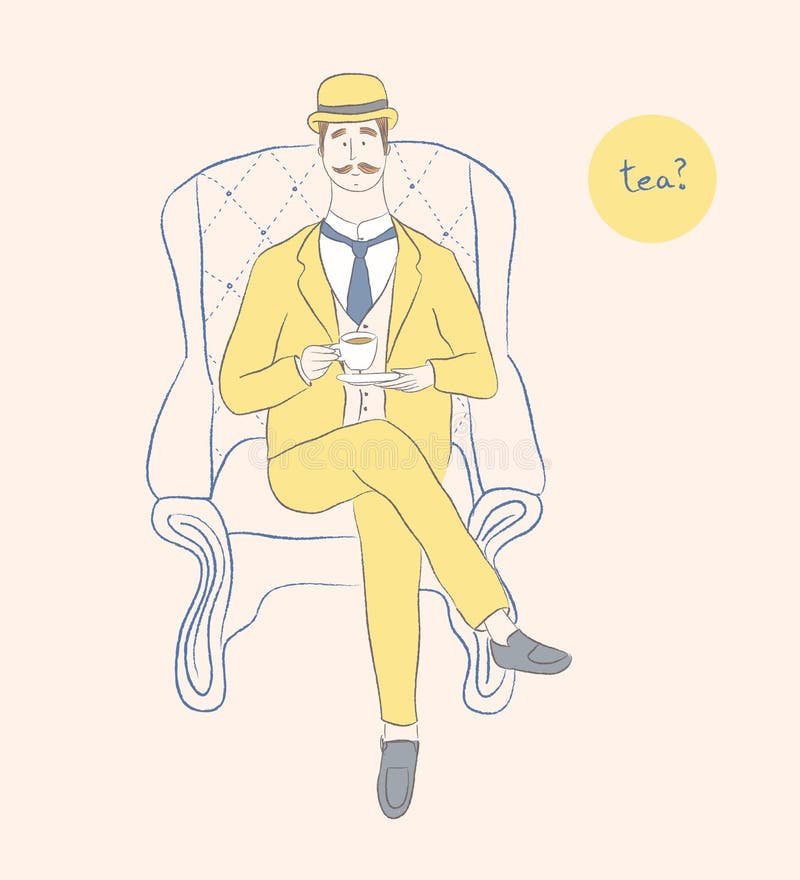 British man with tea stock vector. Illustration of drinking - 56694673