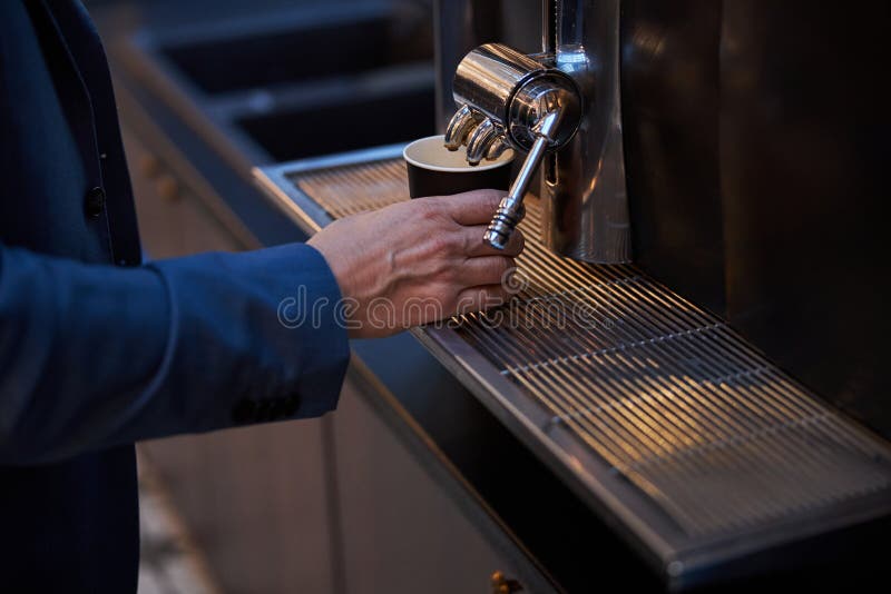 Gentleman Getting Some Coffee from Self-service Machine Stock Image ...